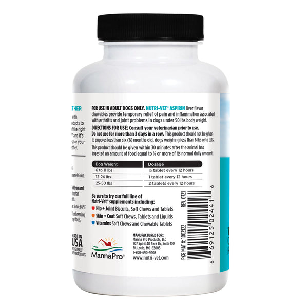 Nutri-Vet 120MG Aspirin For Dogs 100 Count – Petsense