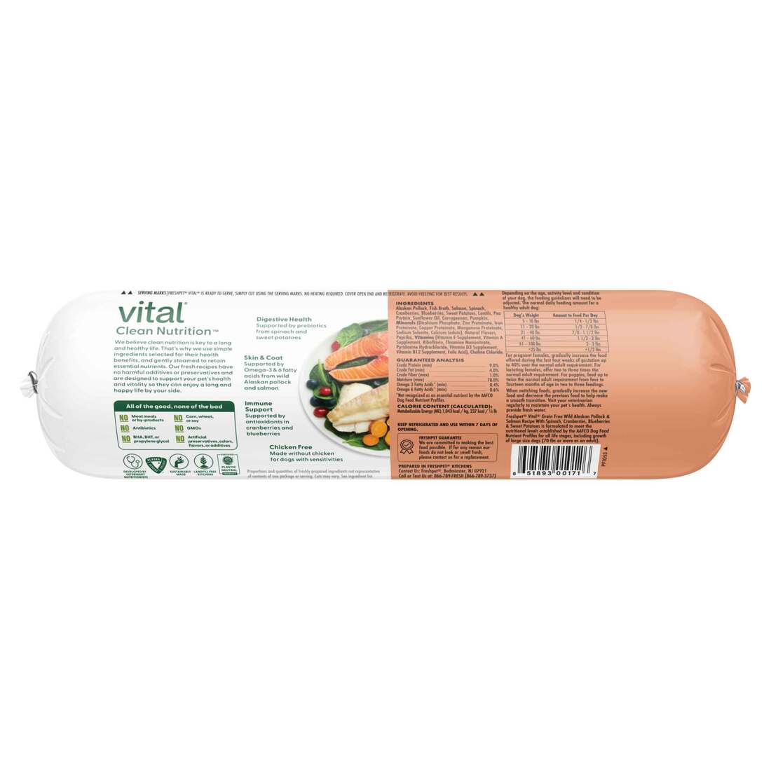 Freshpet Vital, Fresh Dog Food, Grain Free Wild Alaskan Pollock & Salm ...