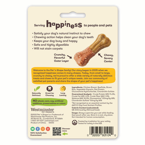 Pet 'n Shape Long Lasting Chicken Chewz Dog Treat 2 Bones, 4-Inch Long ...