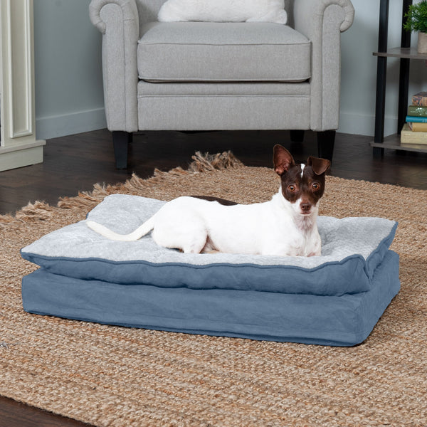 FurHaven Minky Faux Fur & Suede Pillow-Top Orthopedic Dog Bed - Medium ...